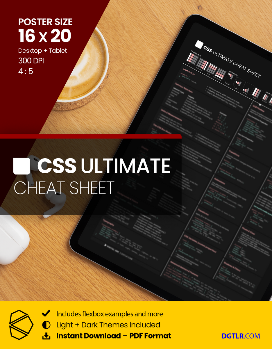 CSS Ultimate Cheat Sheet (Light + Dark PDF) – Digital Ore